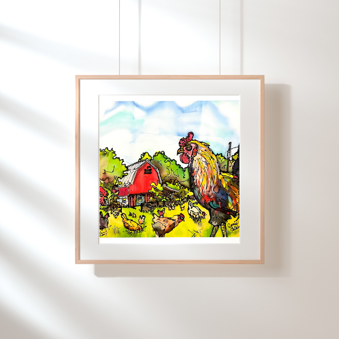 Rooster & Barn – Jamie Calkin Art